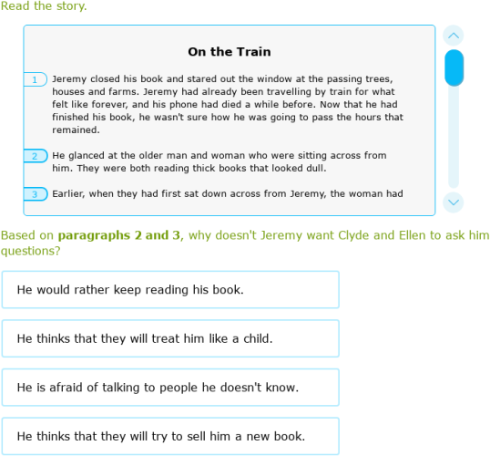 IXL - Read realistic fiction: set 1 (Primary 3 English language practice)