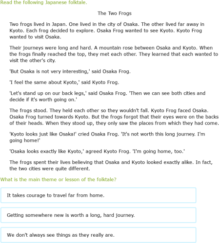 IXL - Determine the themes of myths, fables and folktales (Primary 4 ...