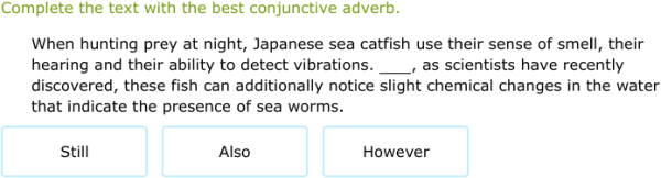 IXL - Transitions with conjunctive adverbs (Secondary 1 English ...