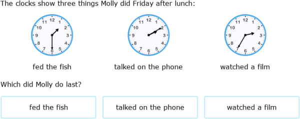IXL - Compare clocks (Primary 2 maths practice)