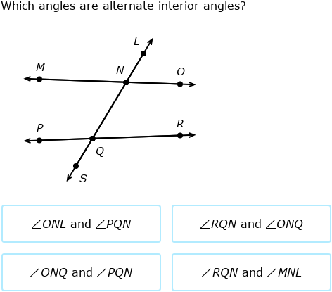 IXL - Transversals: name angle pairs (Secondary 4 maths practice)
