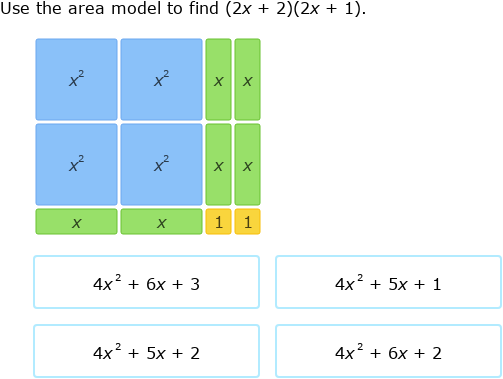 IXL - Multiply polynomials using algebra tiles (Secondary 2 maths practice)