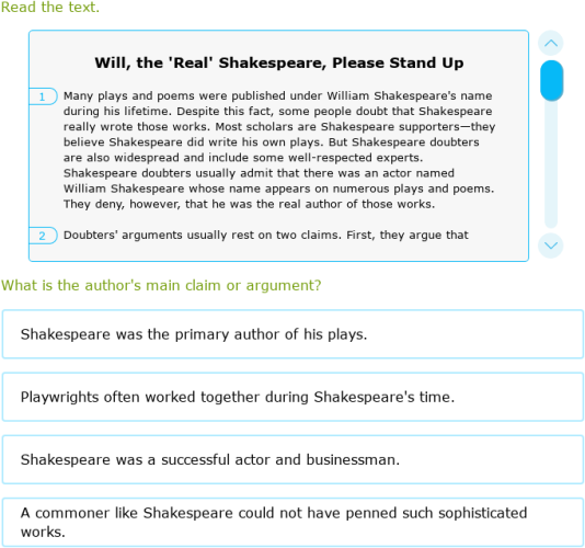 IXL - Trace an argument (Secondary 1 English language practice)