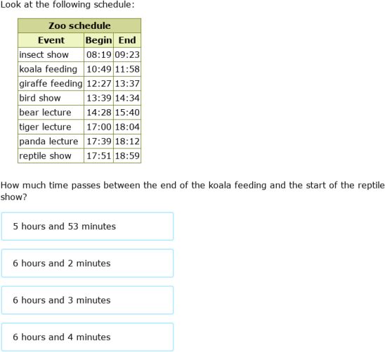 IXL - Schedules - 24-hour time (Primary 5 maths practice)