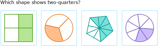 IXL - Which shape illustrates the fraction? (Primary 2 maths practice)
