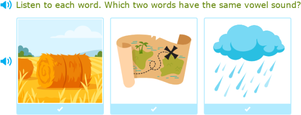 IXL - Which two words have the same vowel sound? (Primary 1 English ...