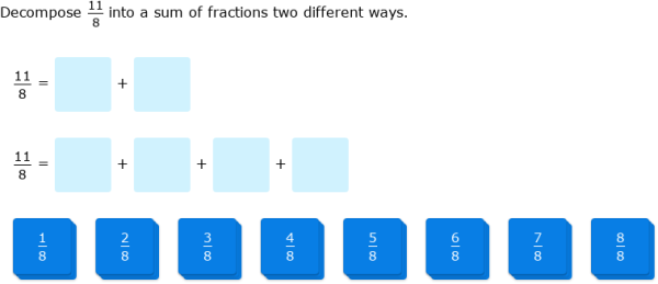 IXL - Decompose fractions multiple ways (Primary 5 maths practice)