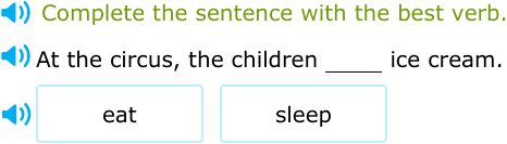 IXL - Use action verbs (Primary 1 English language practice)