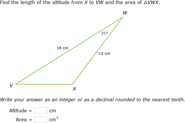 IXL - Area of a triangle: sine formula (Higher 1 maths practice)