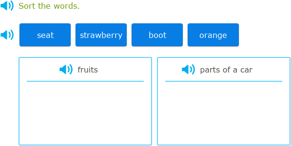 IXL - Sort words into categories (Primary 2 English language practice)