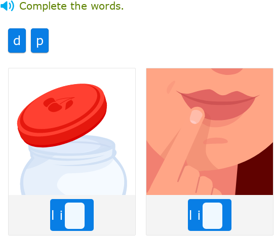 IXL - Complete the short i words (Kindergarten 2 English language practice)