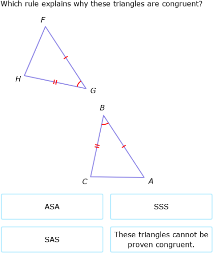 IXL - Congruent triangles: SSS, SAS and ASA (Secondary 3 maths practice)