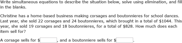 IXL - Solve simultaneous equations using elimination: word problems ...
