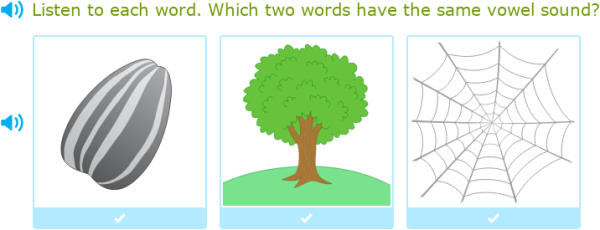 IXL - Which two words have the same vowel sound? (Primary 1 English ...