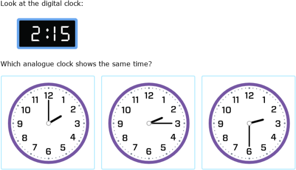 IXL - Match analogue and digital clocks (Primary 2 maths practice)