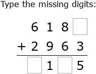 IXL - Addition: fill in the missing digits (Primary 3 maths practice)