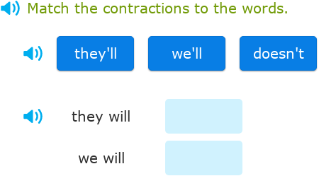 IXL - Match the contractions (Primary 1 English language practice)