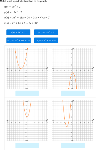 IXL - Match quadratic functions and graphs (Higher 1 maths practice)