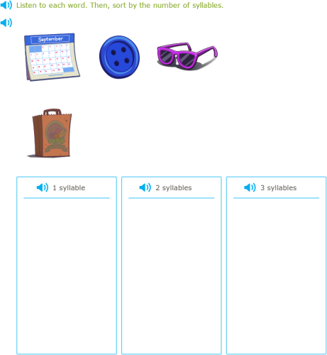 IXL - Sort by the number of syllables (Primary 2 English language practice)