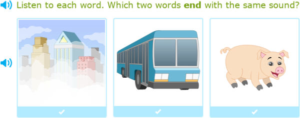 IXL - Which two words end with the same sound? (Kindergarten 2 English ...