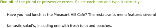 IXL - Identify and correct errors with plural and possessive nouns (Primary 6 English language ...