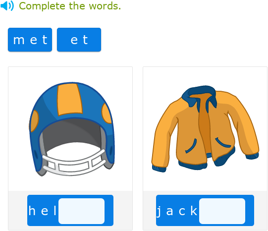 IXL - Complete the two-syllable words (Primary 1 English language practice)