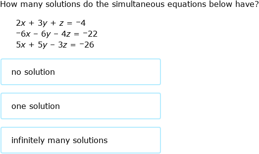 IXL - Determine the number of solutions to simultaneous equations in ...