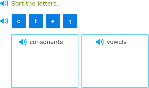 IXL - Sort consonants and vowels (Primary 1 English language practice)