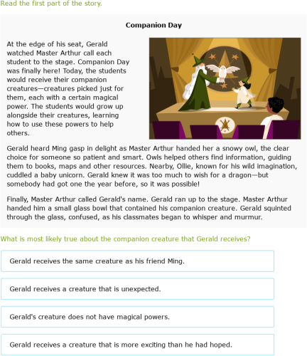 IXL - Read fantasy with illustrations (Primary 5 English language practice)