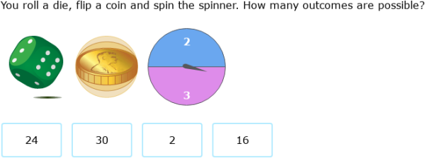 IXL - Compound events - find the number of outcomes by counting (Primary 6 maths practice)