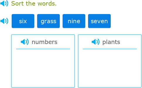 IXL - Sort words into categories (Primary 1 English language practice)