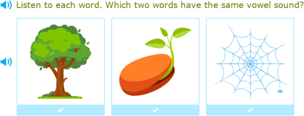 IXL - Which two words have the same vowel sound? (Kindergarten 2 ...